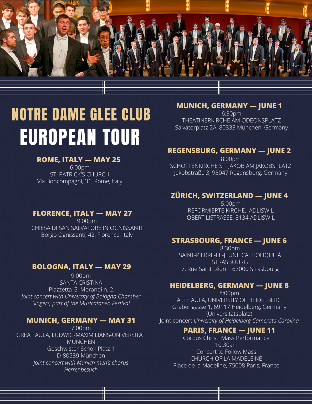 Europe Tour 2023 | The University of Notre Dame Glee Club